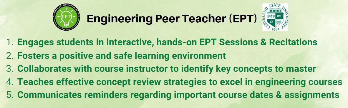Engineering Peer Teachers | Cleveland State University